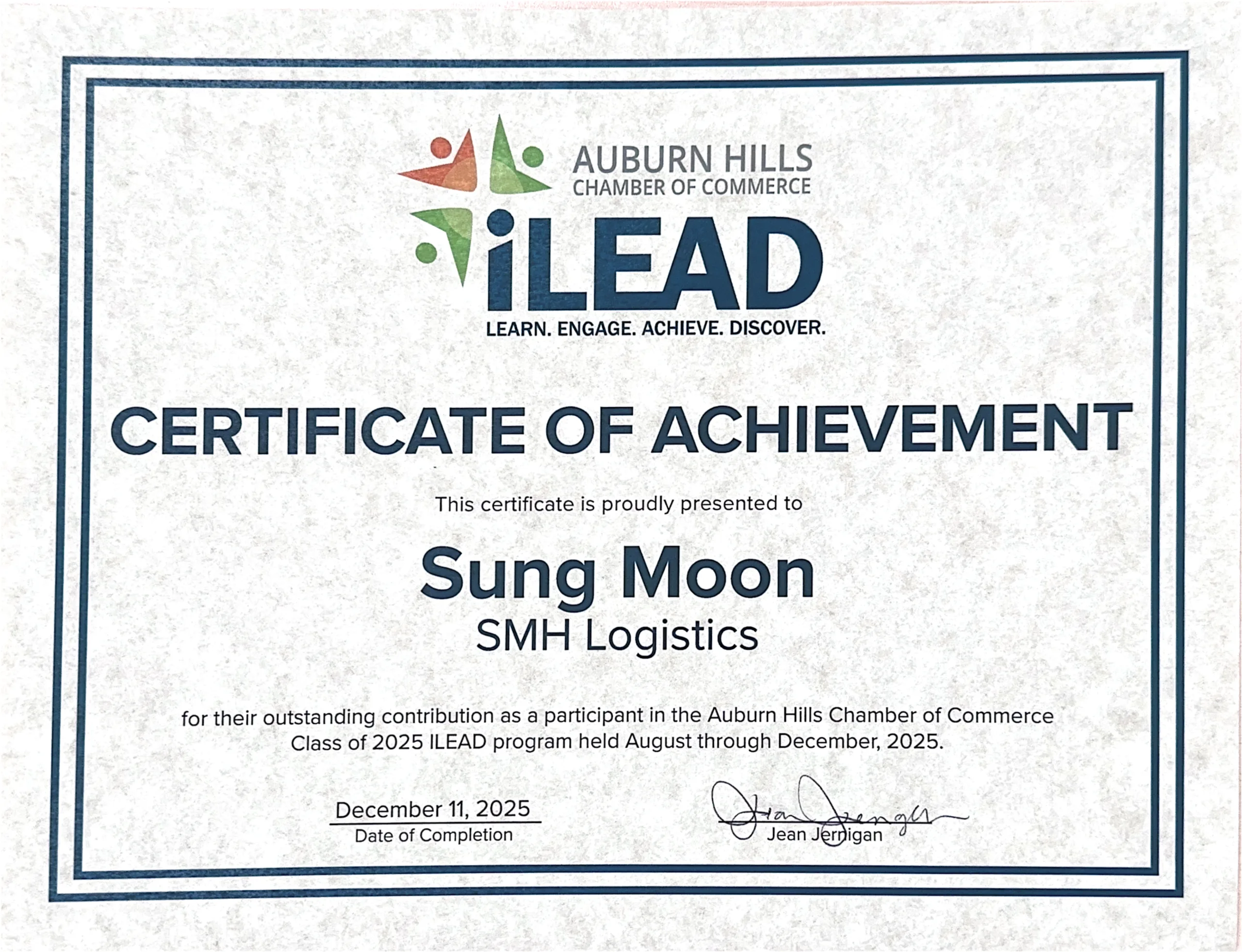 SMH Logistics CEO Completes Auburn Hills Chamber iLead Leadership Program